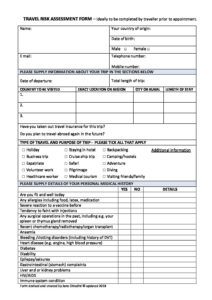 Travel Risk Assessment Form – Wordsworth Health Centre
