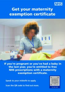 A4 poster – maternity exemption – Wordsworth Health Centre